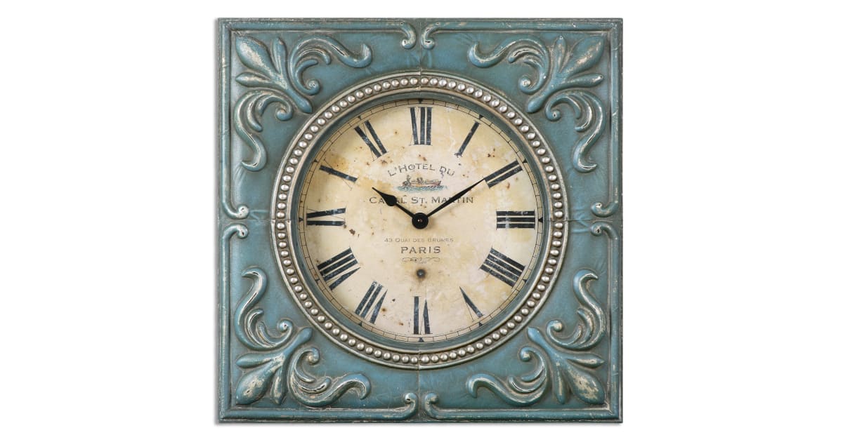 Uttermost 06422 Canal St. Martin Square Analog Wall Clock with Roman ...