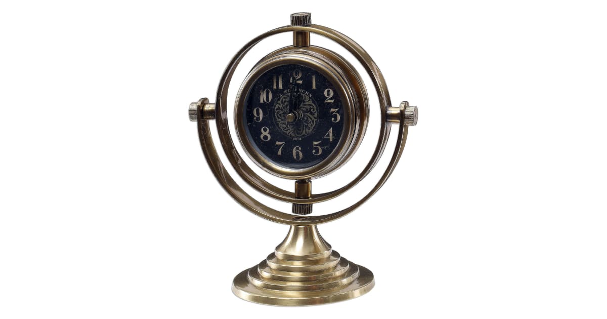 Uttermost 06430 Almonzo 8" Diameter Brass Desk Clock | Ferguson Home