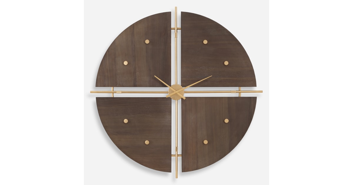 Uttermost 06465 38" Walnut Elegance Veneer Analog Wall Mounted Clock ...