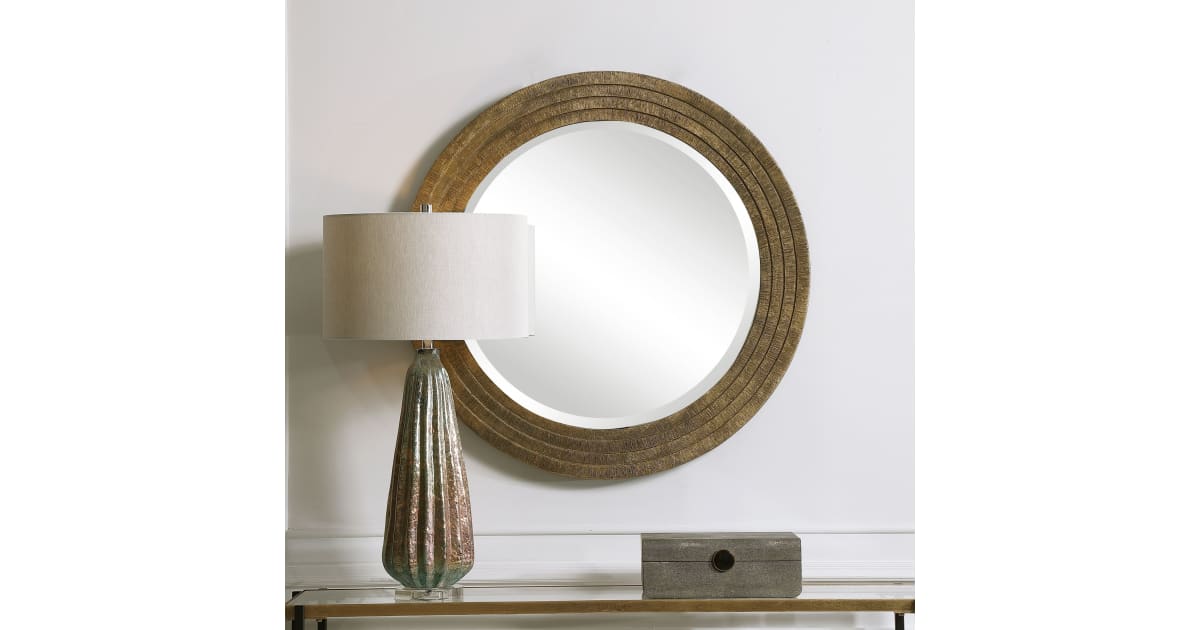 Uttermost 09647 Relic 36" Round Tribal Boho Wall Mirror | Ferguson Home