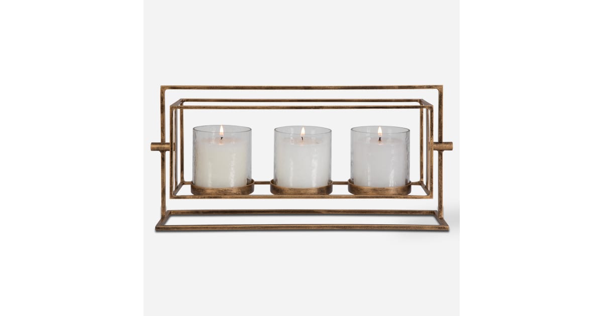 Uttermost 18107 Wenman 8" Tall Iron and Glass Candle Holder | Ferguson Home