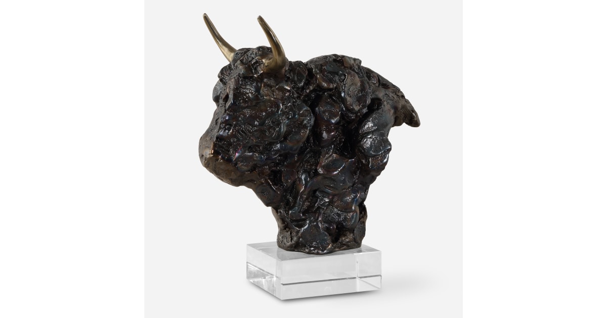 Uttermost 18148 Bison Cast Iron Animal Bust Sculpture | Ferguson Home