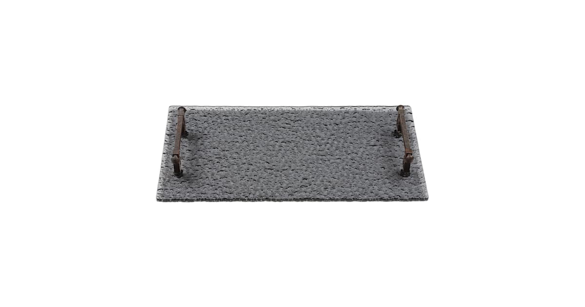 Uttermost 18871 Diya 22 Inch Wide Glass Serving Tray with Iron Handles ...