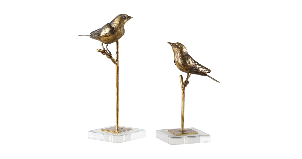 Uttermost 18898 Passerines Two Piece Iron Bird Statue Set by Grace ...