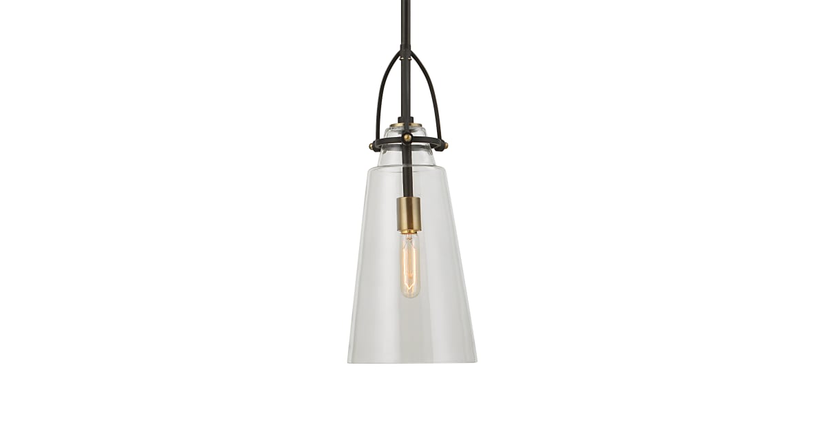 Uttermost 21562 Saugus 8" Wide Mini Pendant - Black / Brass | Ferguson Home