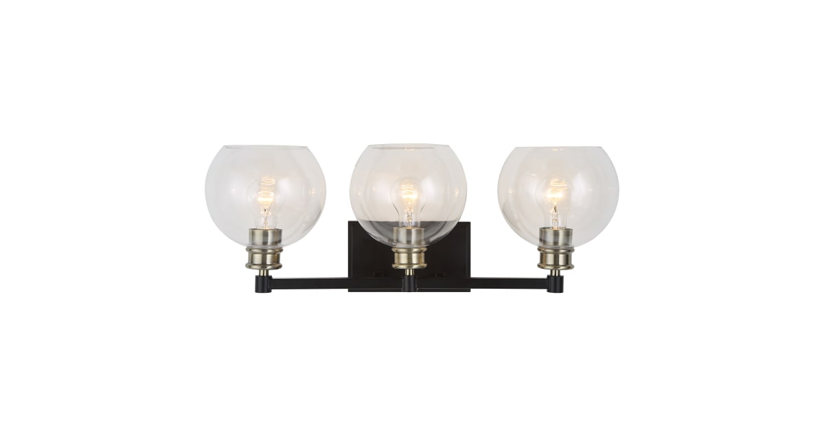 Uttermost 22872 Kent 3 Light 25" Wide Vanity Light - Black / Brass ...