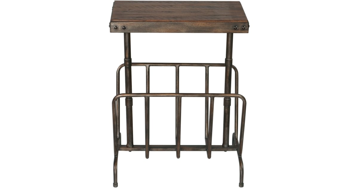 Uttermost 25326 Sonora 12" Long Iron and Walnut Wood End Table ...