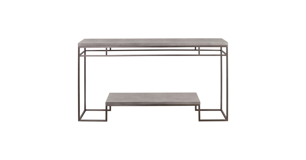 Uttermost 25399 Clea 14" Wide Faux Leather Top Stainless Steel Console Table | Ferguson Home