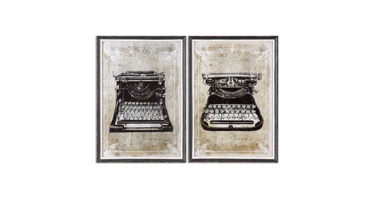 Uttermost 32536 Classic Typewriters 28" x 20" Canvas Wall Art ...