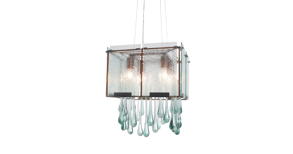 Varaluz 160C04HOD 4 Light Recycled Hand Pressed Rain Glass Chandelier ...