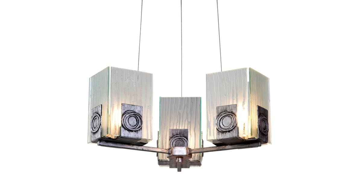 Varaluz 182C03 Three Light Chandelier Made Of Recycled Steel And ...