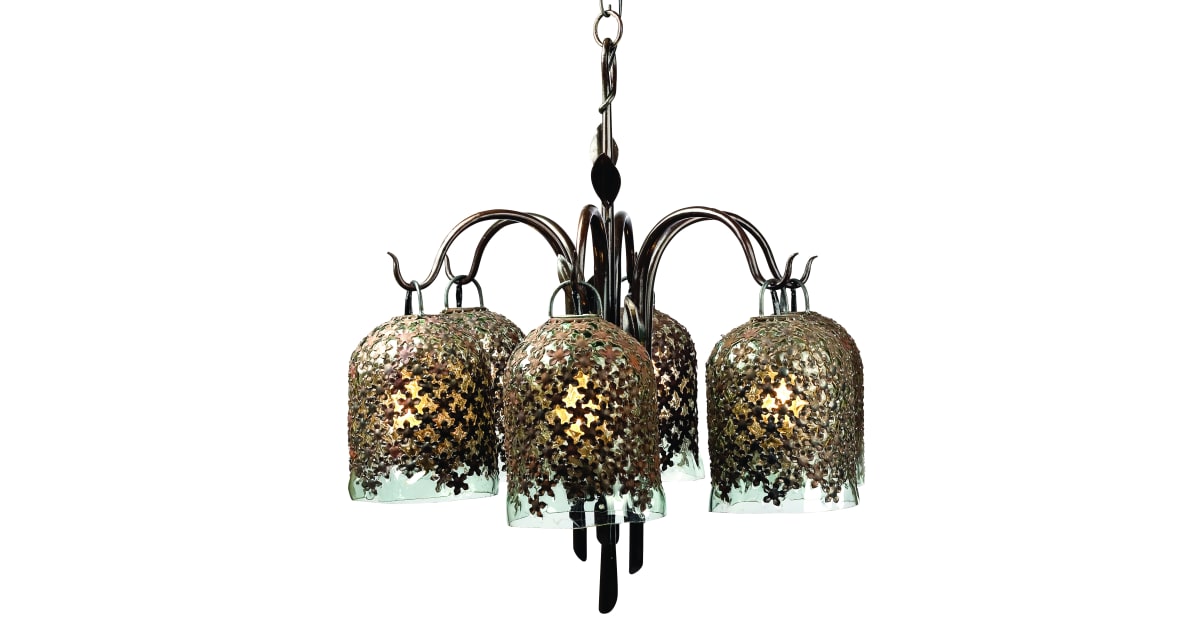 Varaluz 117C06NG Jasmine 6-light chandelier with hand-welded drape ...