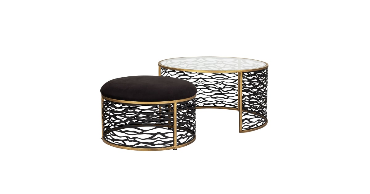 Varaluz 348TC32NHGCB Kato Wide Fabric, Glass, and Steel Coffee Table ...