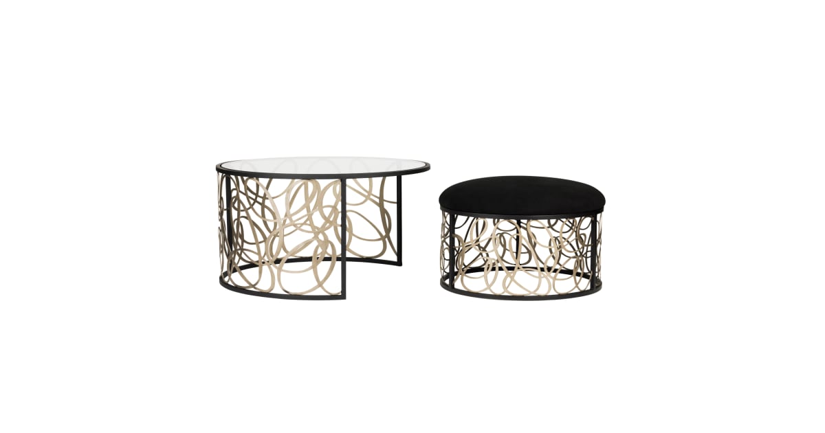 Varaluz 381TC32NMBAR Scribble Two Piece Glass Top Steel Accent Table ...