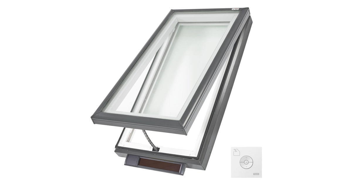 Velux VCS 2246 2004 22-1/2 x 46-1/2 Inch Laminated LowE3 Solar Powered Venting Curb Mount ...