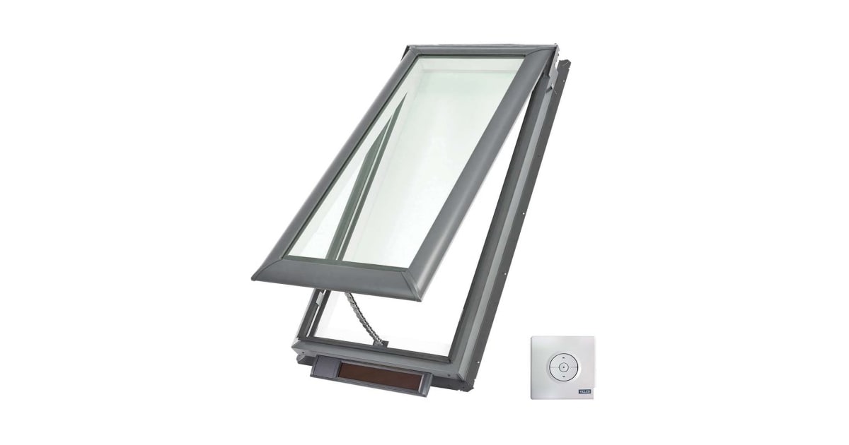 Velux VSS M06 2004CS00 Solor Powered Venting Deck Mount Skylight with Room-Darkening, Double ...