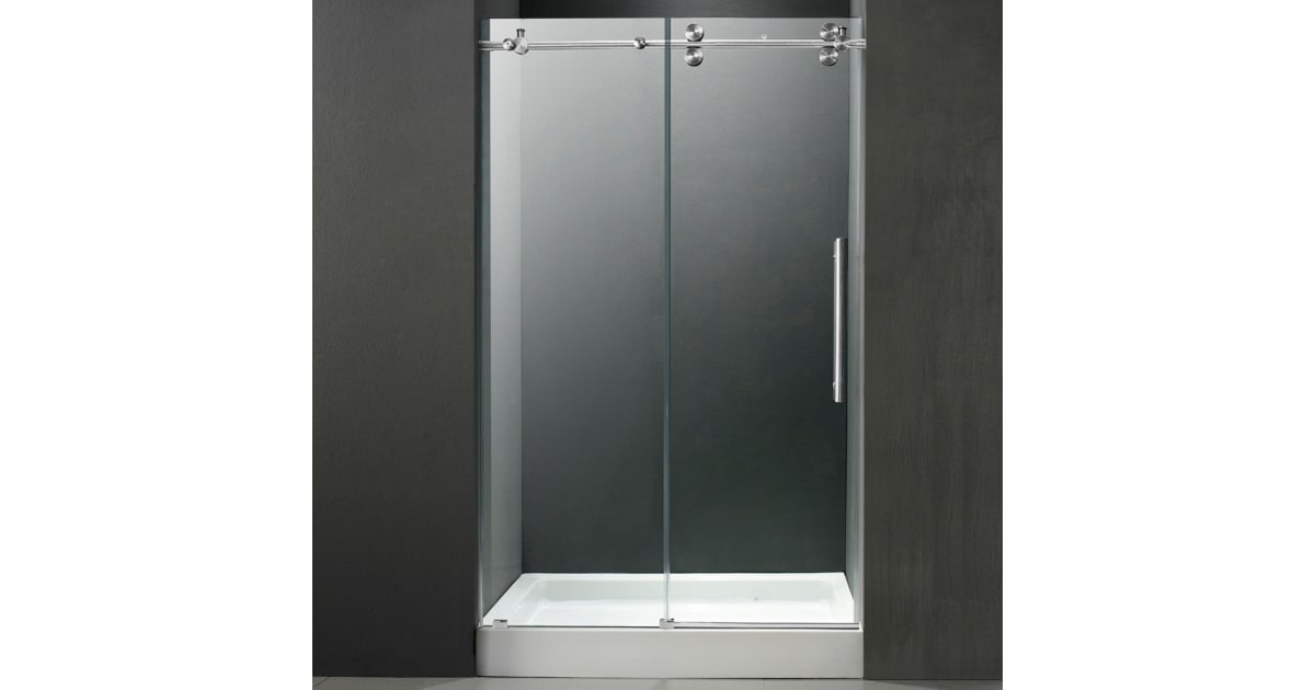 Vigo VG6041CHCL48WM 48" Frameless Shower Door with 3/8" Clear Glass and ...
