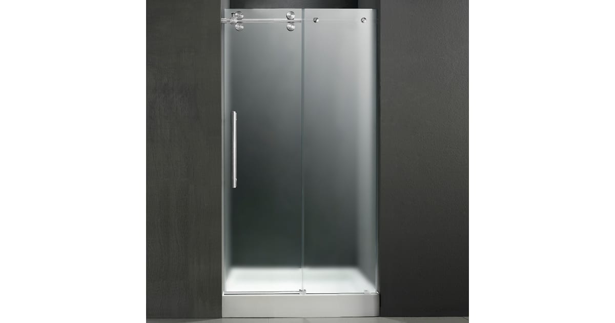 Vigo VG6041CHMT60LWS 60" Frameless Shower Door with 3/8" Frosted Glass ...