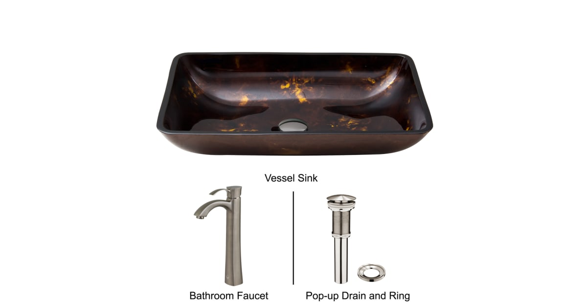 Vigo VGT309 22-1/4" Glass Bathroom Vessel Sink with Otis Single Hole ...