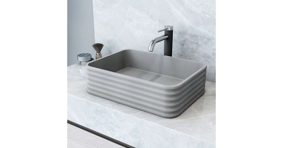 Vigo VG04076 Cadman 18" L x 13" W x 5" H Rectangular Concrete Vessel ...