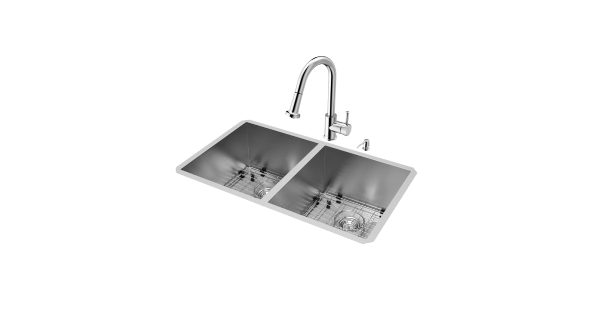 Vigo VG15154 32" Double Basin Undermount Kitchen Sink with Harrison ...