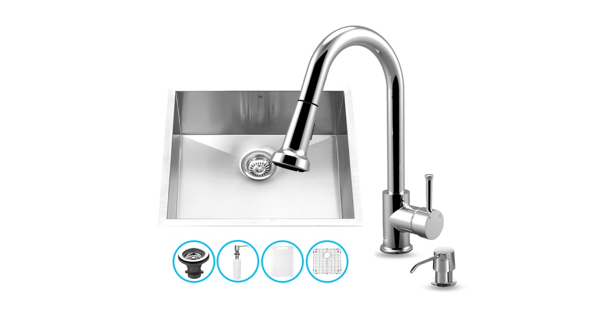 Vigo VG15169 23" Single Basin Undermount Kitchen Sink with Harrison ...