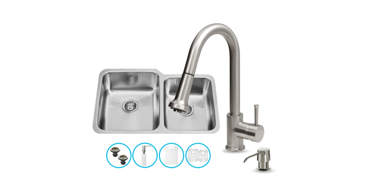 Vigo VG15310 32" Double Basin Undermount Kitchen Sink with Harrison ...