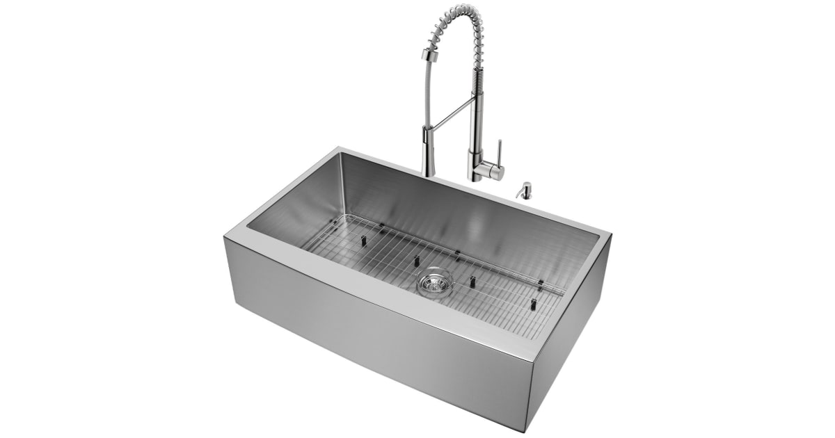 Vigo VG15437 Camden 36" Farmhouse Single Basin Stainless Steel Kitchen ...