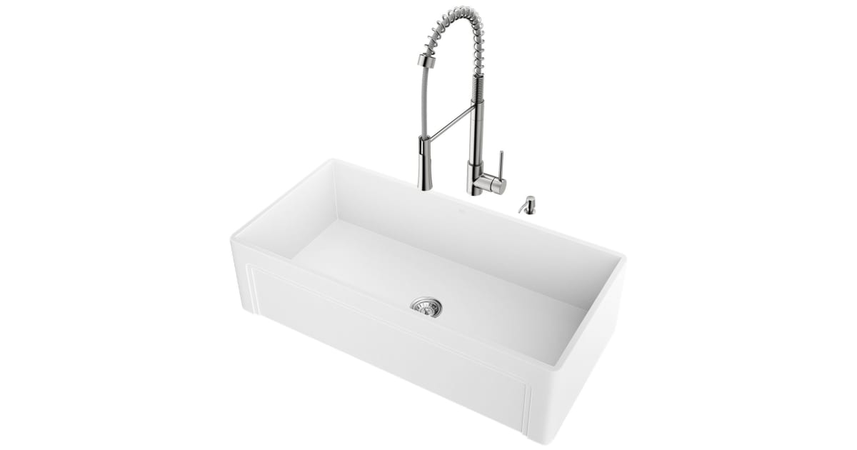 Vigo VG15514 Matte Stone 36" Farmhouse Single Basin Matte Stone ...