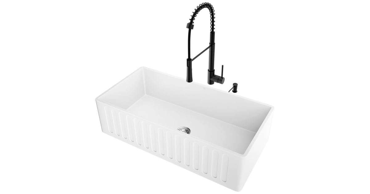 Vigo VG15783 Matte Stone 36" Farmhouse Single Basin Matte Stone ...