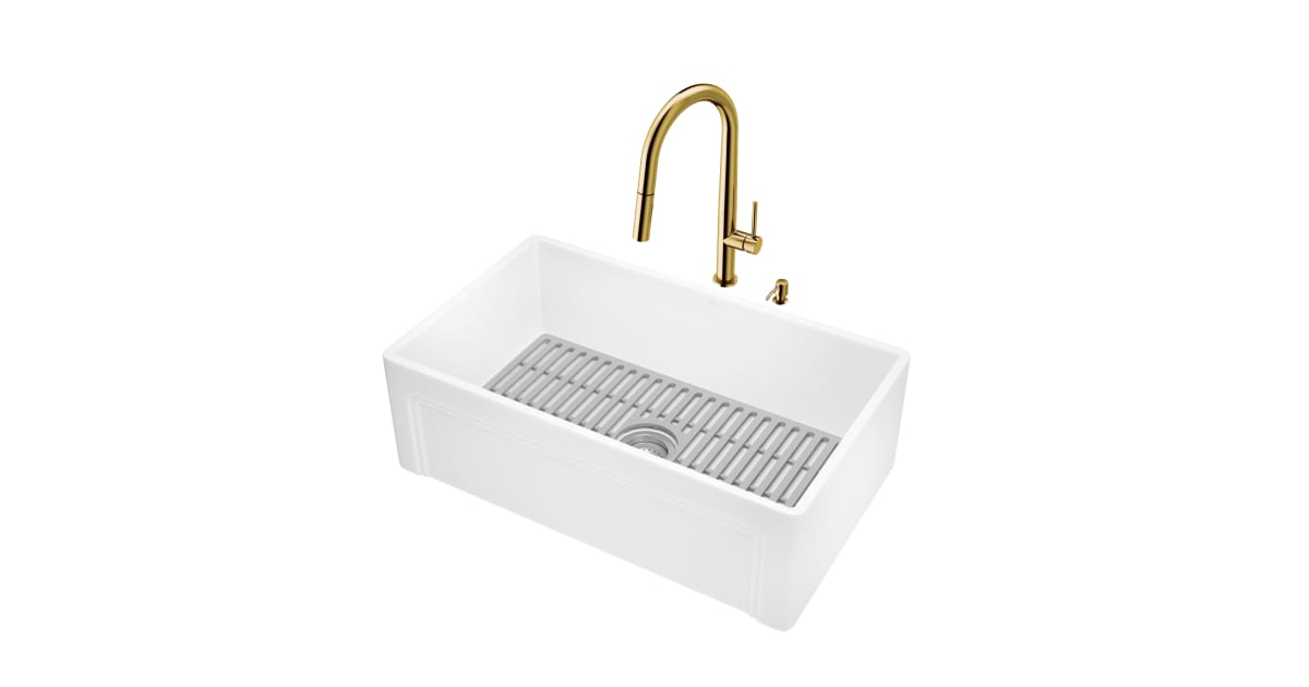 Vigo VG15969 Matte Stone 30" Casement Apron Farmhouse | Build.com