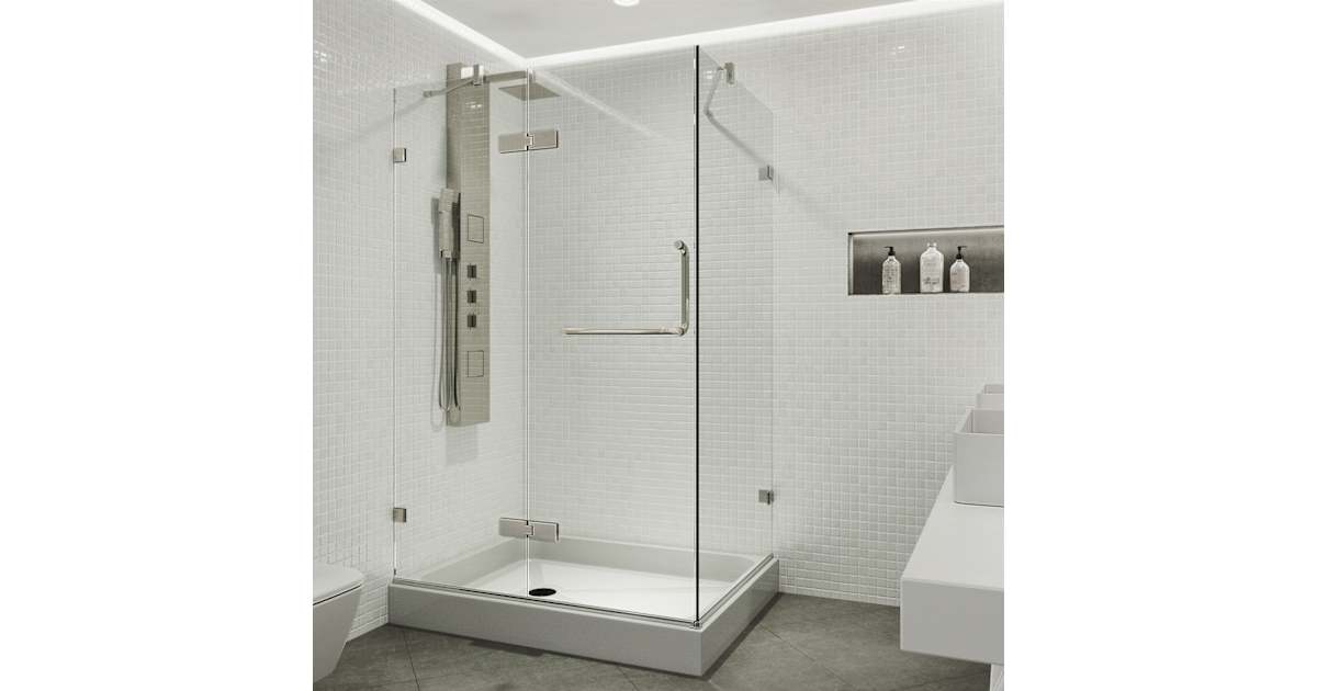 Vigo VG6011BNCL36WL Monteray 79" High x 48" Wide x 36" Deep Hinged, Pivot Frameless Shower ...