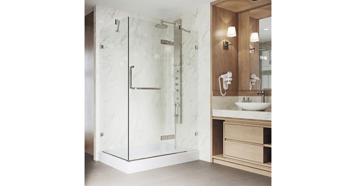Vigo VG6011BNCL36WR Monteray 79" High x 48" Wide x 36" Deep Hinged Frameless Shower Enclosure ...