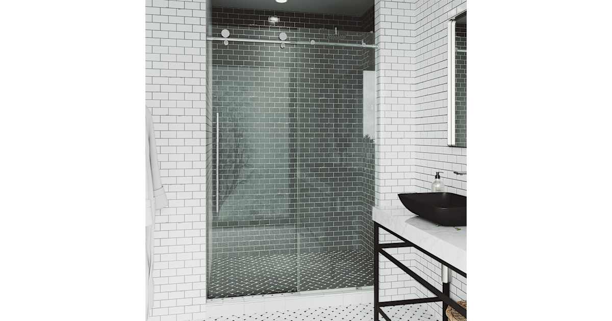 Vigo VG6021CHCL4876 Elan E-Class 76" High x 48" Wide Sliding Frameless Shower Door with Clear ...