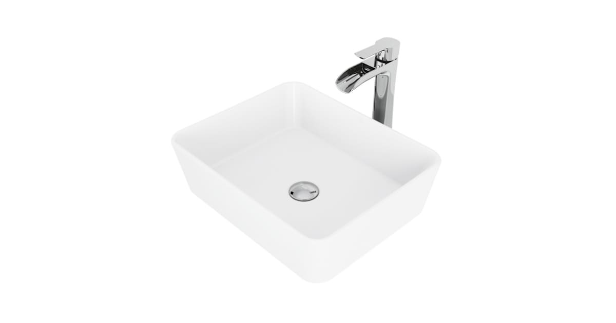 Vigo VGT1085CH Marigold 18" Rectangular Stone Composite Vessel Bathroom ...