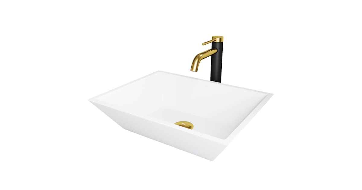 Vigo VGT2023 Vinca 18" Rectangular Stone Composite Vessel Bathroom Sink ...