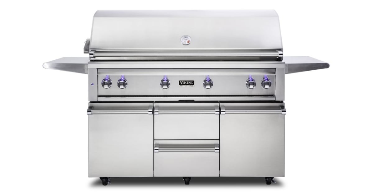 Viking VQGFS5541NSS 54"Wide Freestanding Grill with ProSear Burner and ...