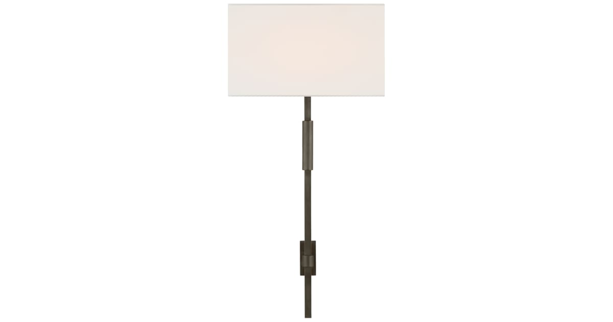 Visual Comfort S 2436BZ-L Auray 28" Large Tail Sconce with Linen Shade ...