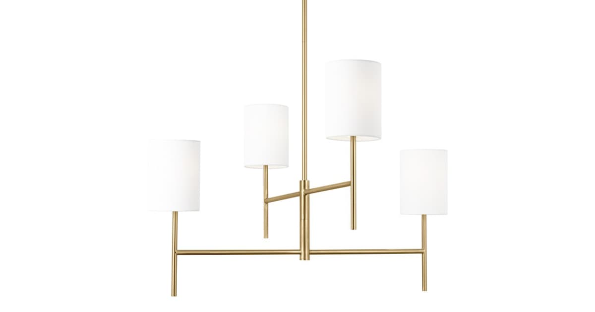 Visual Comfort BC1024BBS Key 4 Light 32" Wide Chandelier with Linen ...