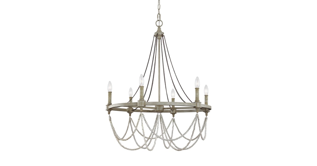 Visual Comfort F3132/6FWO/DWW Beverly 6 Light 28" Wide Beaded Candle ...