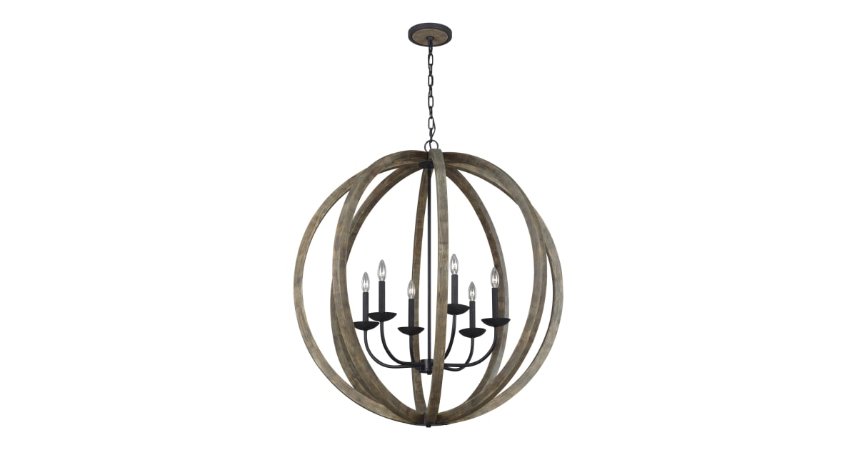 Visual Comfort F3186/6WOW/AF Allier 6 Light 38" Wide Taper Candle Style ...