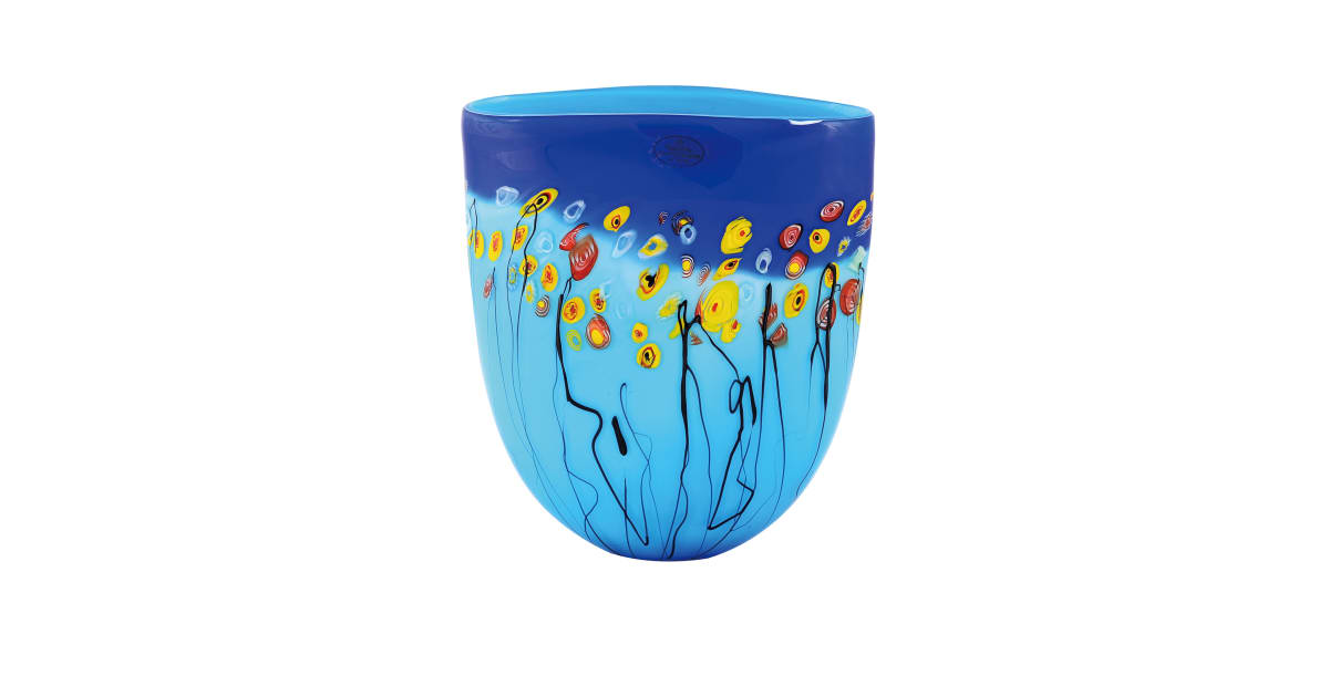 Viz Glass Inc 4333S 10" Small Cobalt Round Vase in Cobalt Finish ...