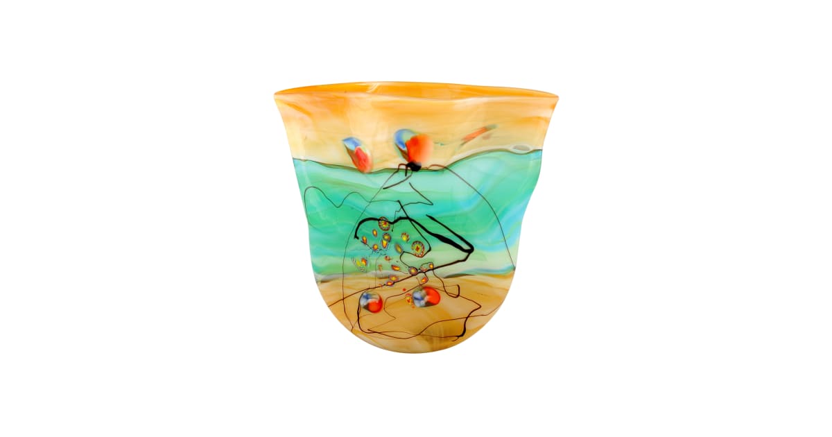 Viz Glass Inc 4521S 9.5" Amber Multi-Color Vase in Yellow Finish ...
