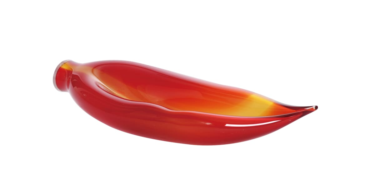 Viz Glass Inc 5523 5" Abstract Leaf in Red and Amber Tones in Red ...