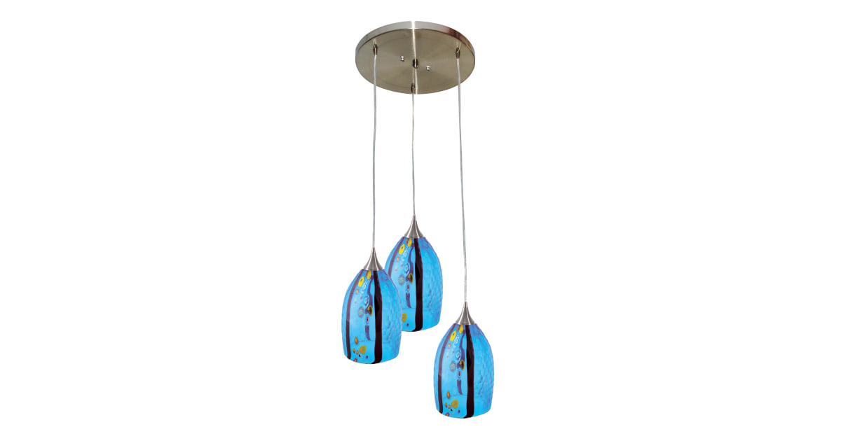 Viz Glass Inc P0508-4704A-3SN 1 Light Aqua Matte Blown Glass Multi ...
