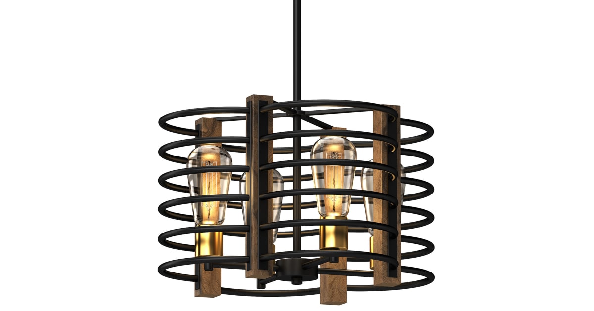 Volume Lighting V6124-10 4 Light 16" Wide Mixed Metals and Wood Accents ...