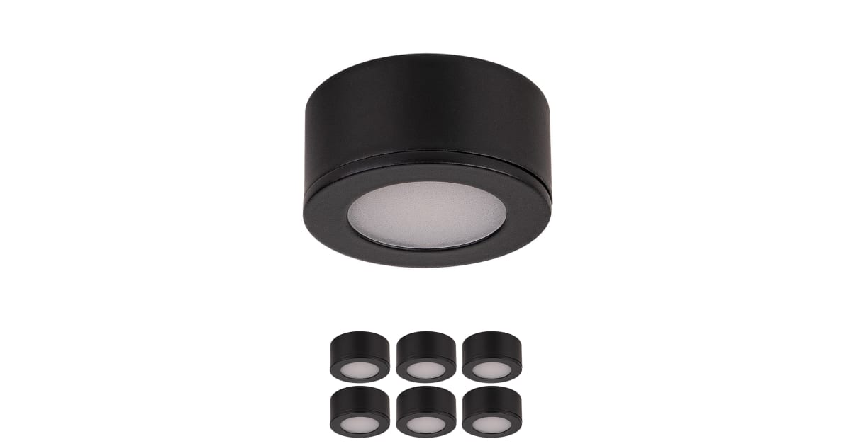 WAC Lighting HR-LED10/6-30-BK Mini Puck 6-Pack 1-3/8" Wide LED Under ...