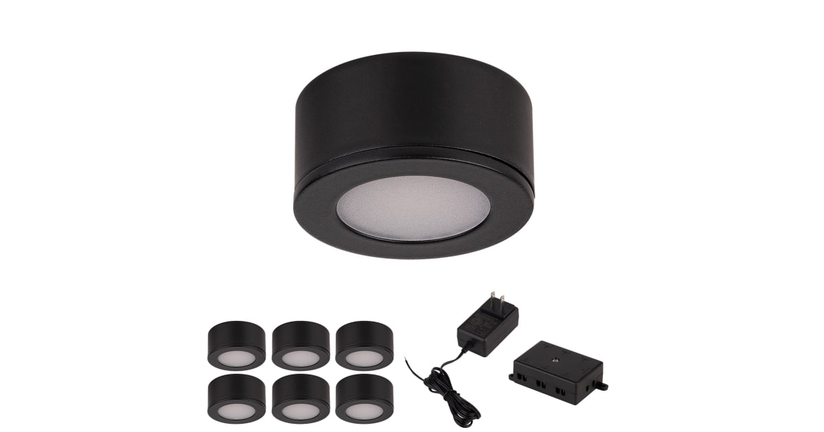 WAC Lighting HR-LED10/6K-30-BK Mini Puck 6-Pack 1-3/8" Wide LED Under ...