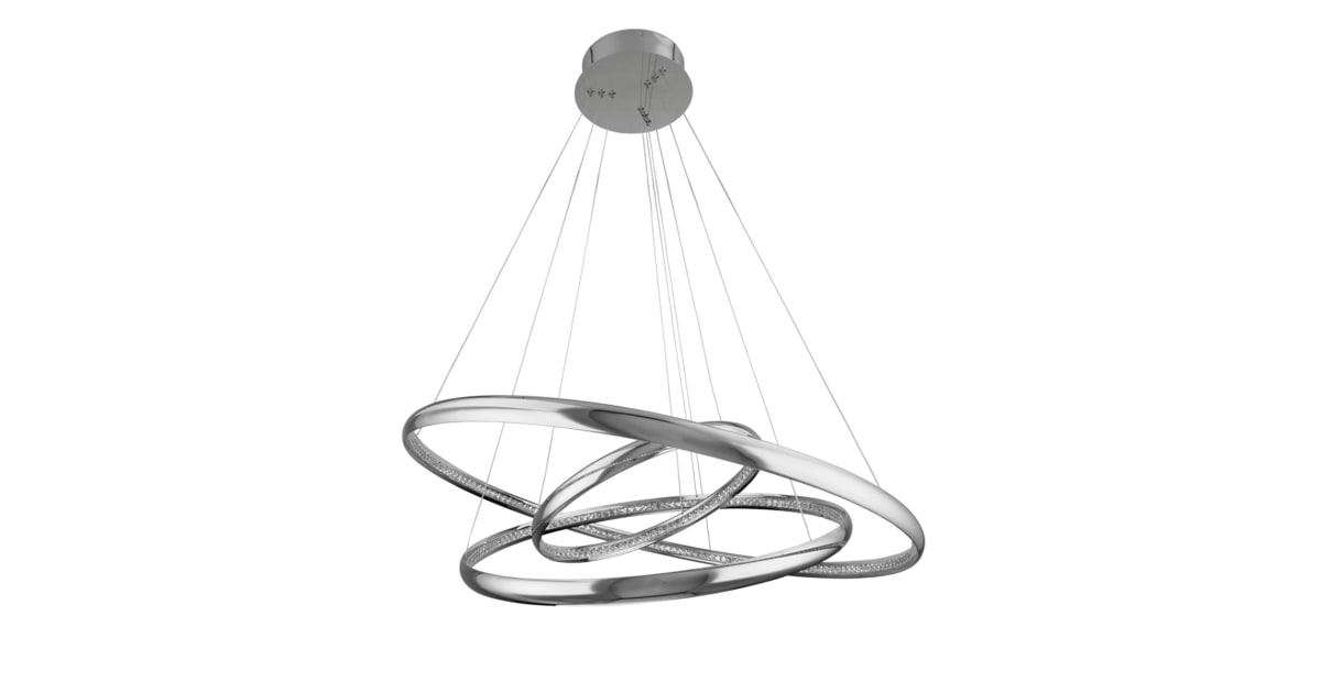 WAC Lighting PD-46933-CH Tumbling 3 Light 33" Wide LED Crystal Ring ...