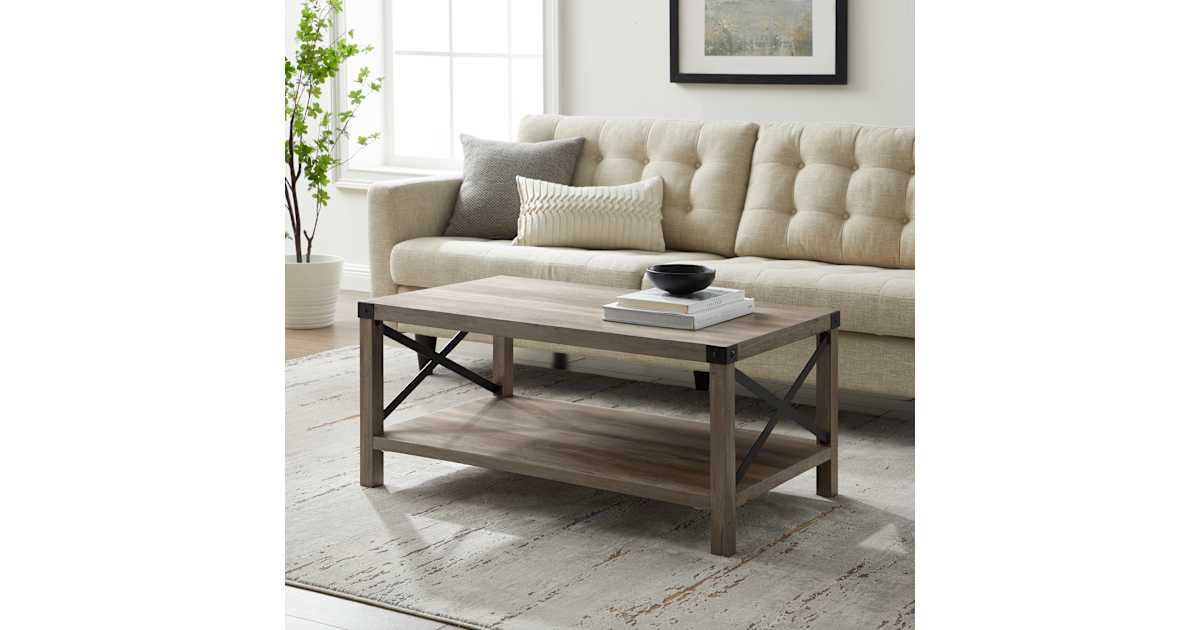 Walker Edison WEIF41649GYWB Paxton 40" Wide Rustic X Barn Side Coffee ...